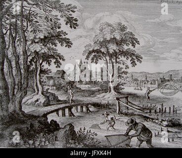 Die Wiesemündung Stich von Matthäus Merian d. Ä Stock Photo - Alamy