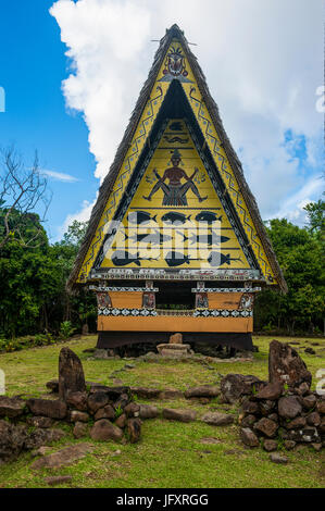 Old bai, a chief's house on the Island of Babeldoab, Palau, Central ...