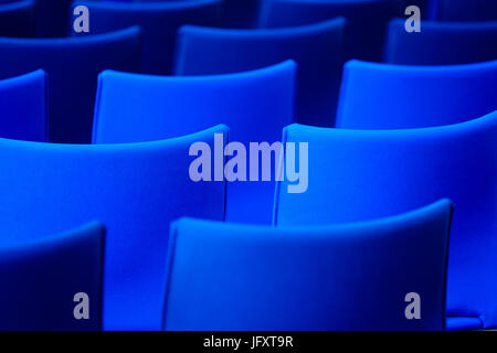 Blue chairs in the conference hall Stock Photo - Alamy
