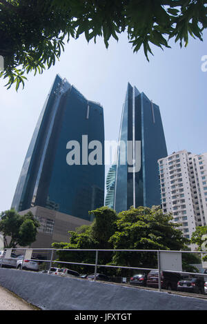 The Panama Canal: the high-rise towers of Panama City appearing above ...