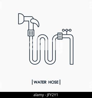 Garden hose line icon concept. Garden hose flat vector symbol, sign ...