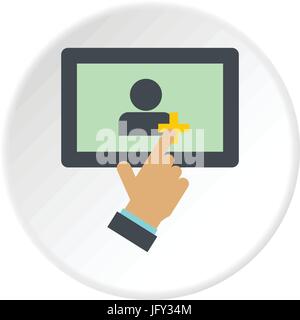 Adding friends on the tablet icon, flat style Stock Vector Image & Art ...