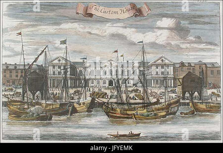 Custom House in 1755 from John Stow's Survey of London Stock Photo - Alamy