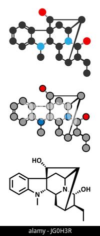Ajmaline molecule. Skeletal chemical formula. Paper packaging for drugs ...