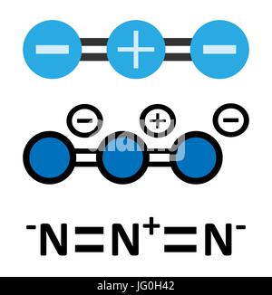 Azide anion, chemical structure. Azide salts are used in detonators and ...