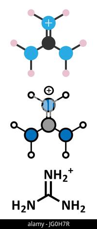 Guanidinium cation. Protonated form of guanidine. Skeletal formula ...