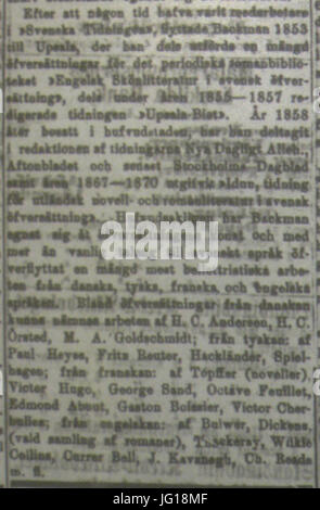 Dödsruna Carl Johan Backman 3 Stock Photo - Alamy