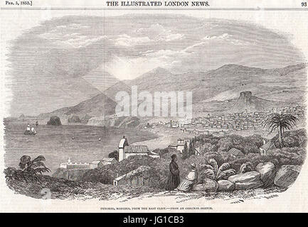 Funchal Madeira from the East Cliff 1853 Stock Photo - Alamy