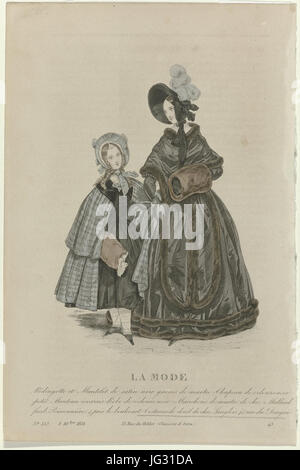La Mode, 3 décembre 1836, Pl. 533 Rédingote et Mantelet de satin noir ...