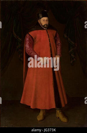 Photograph of painting: portrait of Stephen Báthory in a decorative ...