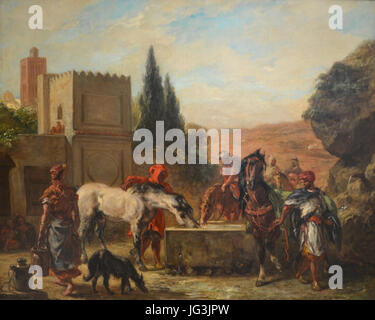 Eugène Delacroix - Horses at a Fountain Stock Photo - Alamy