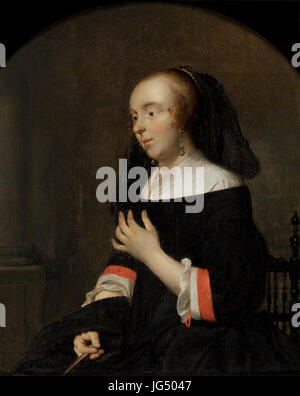 Portrait of the Artist's Wife, Isabella de Wolff by Gabriël Metsu Stock ...