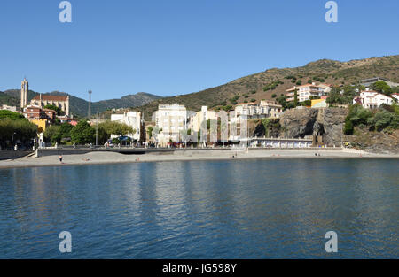 Village and beach of Portbou, Girona province, Catalonia, Spain Stock ...