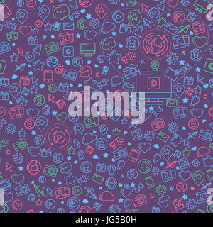 Colorful social media icons seamless pattern background. EPS10 vector ...