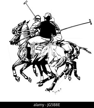 Vector illustration of polo players (hand drawing Stock Vector Image ...
