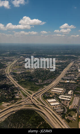High level view of downtown Austin Texas looking east with Ladybird ...