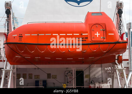 Orange TEMPSC (totally enclosed motor propelled survival craft) on ...