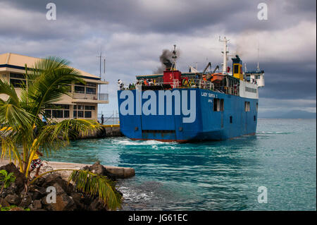 Lady samoa ferry between Upolo and SavaiÂ´i, Samoa, South Pacific Stock ...