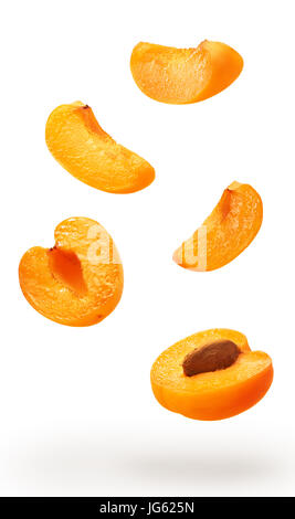 cut apricot fruits isolated on white background, with clipping path ...