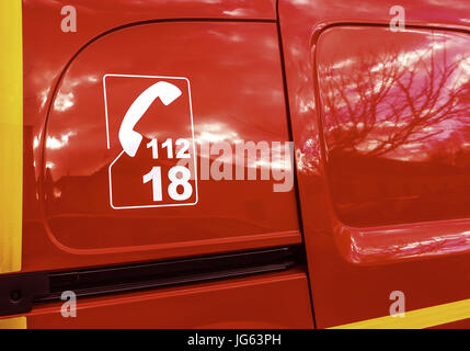French fire department ladder truck in Paris, France Stock Photo - Alamy