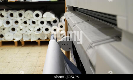 Wide format printer printing draft outline drawing Stock Photo - Alamy