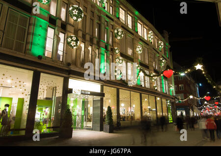Stroget Ostergade shopping area at Christmas, Copenhagen, Denmark ...
