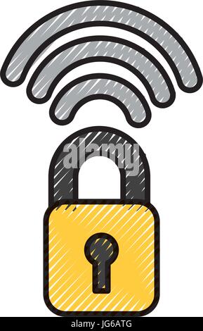 safe secure padlock with wifi signal Stock Vector Image & Art - Alamy