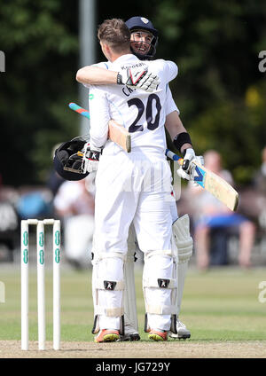Derbyshire's Matthew Critchley celebrates his century against Durham ...