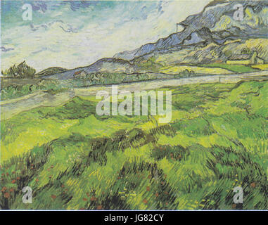 'Grünes Weizenfeld' (Green Wheat Field) by Vincent van Gogh depicts a ...