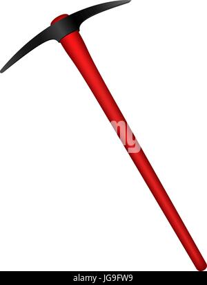 Mattock in black design with wooden handle on white background Stock ...