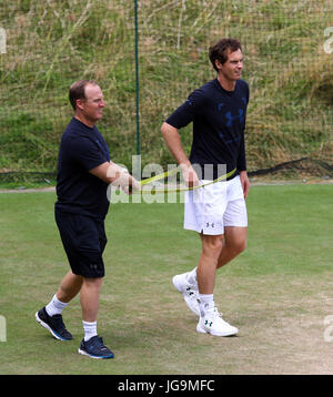 Andy Murray with fitness coach Matt Little during a training session on ...