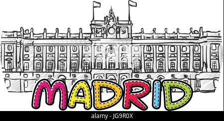 Madrid - hand drawn lettering name of Spain capital. Handwritten ...