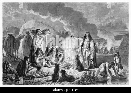 South America. Argentina. Natives of Patagonia, c.1880. Colored Stock ...