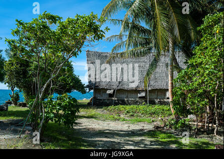 Traditional thatched roof hut, Island of Yap, Micronesia Stock Photo ...
