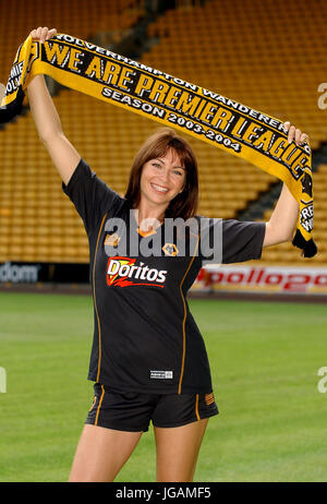 Television presenter Suzi Perry modelling the latest Wolves away strip ...