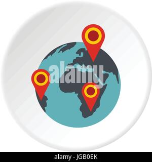 Planet Earth with pointer marks illustration. World wide shipping ...