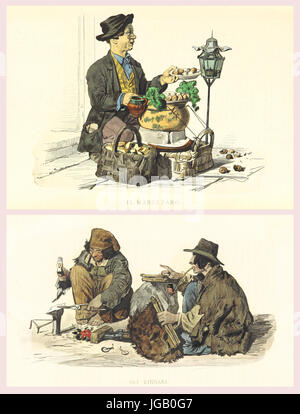 Double old illustration of Neapolitan people and life. By Palizzi and ...