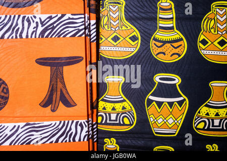 Colorful fabrics with african patterns in Maputo, Mozambique Stock ...