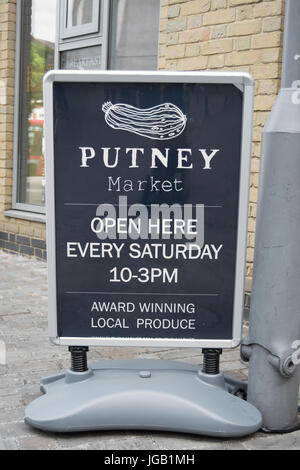 sign for the weekly putney market, a farmers market held on church ...