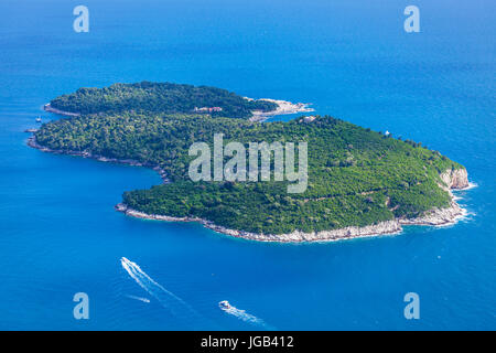 View of Lokrum Island from Mount Srd, Dubrovnik, Croatia Stock Photo ...