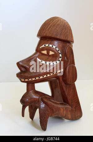 Solomons Islands wood carved war canoe figurehead nguzu nguzu Stock ...