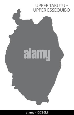 Upper Takutu-Upper Essequibo, region of Guyana. Grayscaled map with ...