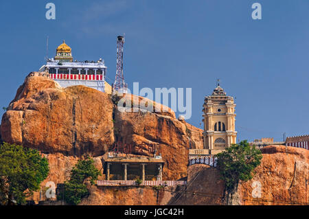 India Tamil Nadu Tiruchirappalli Rock Fort Temple above Teppakulam tank ...
