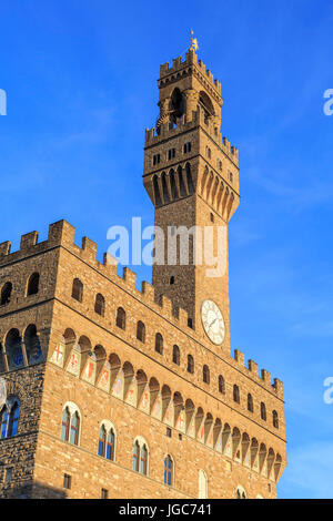 Detail from the Palazzo Vecchio. Town hall of Florence, Italy. A huge ...