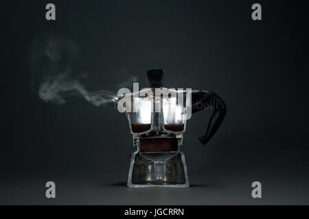 Cross section of an espresso coffee maker, coffee and a cup Stock Photo ...
