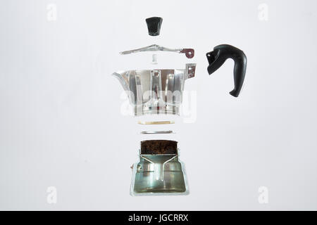 Cross section of an espresso coffee maker, coffee and a cup Stock Photo ...