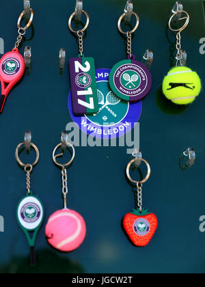 Wimbledon merchandise for sale on day Four of the Wimbledon ...