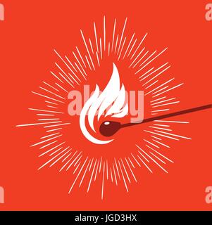 Lit Matchstick, Burning Matchstick Vector Art Illustration Stock Vector ...