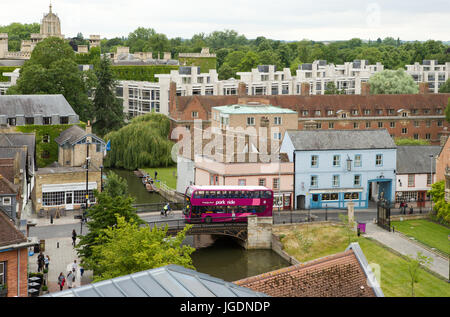 Aerial view of Magdalene Bridge over River Cam, The Pickerel Inn and ...