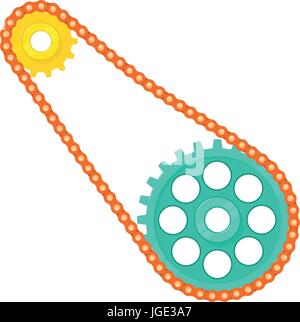 Bicycle drivetrain. Chain with cogwheels, bike transmission and ...